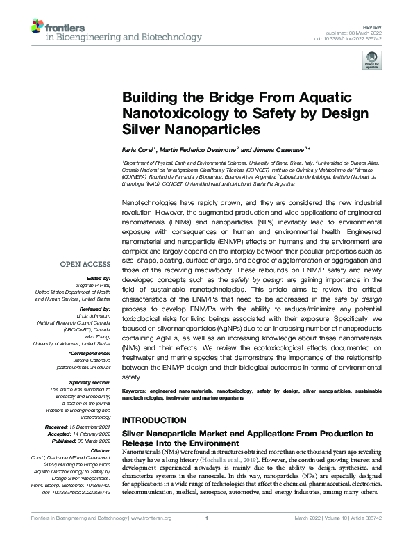 (PDF) Building the Bridge From Aquatic Nanotoxicology to Safety by ...