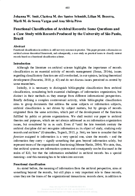 (PDF) Functional Classification of Archival Records: Some Questions and ...