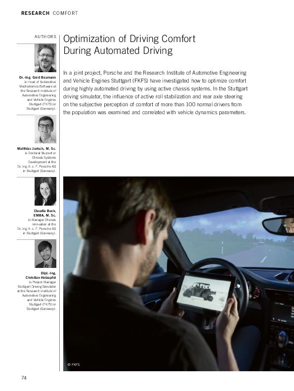 (PDF) Optimization of Driving Comfort During Automated Driving
