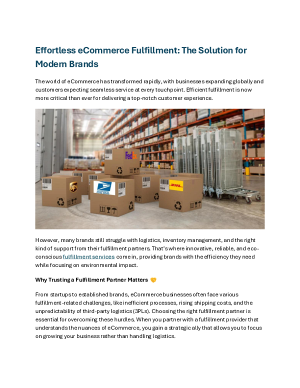 (PDF) Effortless eCommerce Fulfillment: The Solution for Modern Brands
