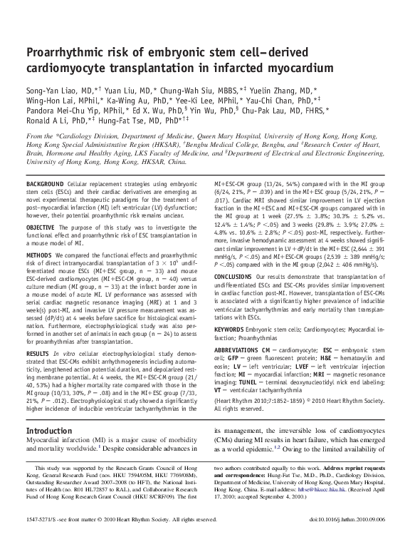 (PDF) Proarrhythmic risk of embryonic stem cell–derived cardiomyocyte ...