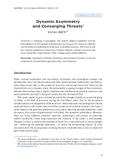 (PDF) Dynamic Asymmetry and Converging Threats | Zoltan Bacs - Academia.edu