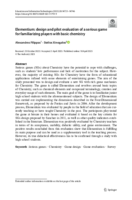 (PDF) Elementium: design and pilot evaluation of a serious game for ...