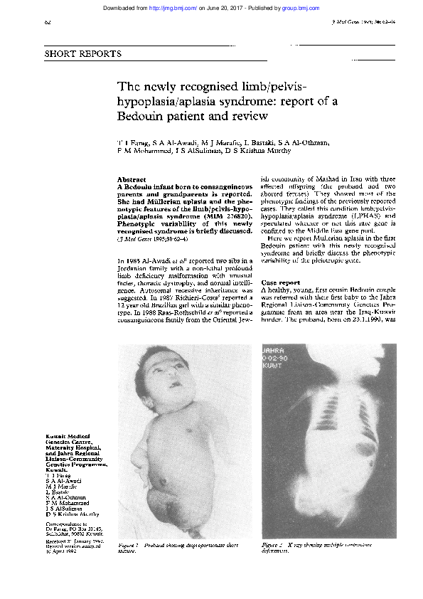 (PDF) The newly recognised limb/pelvis-hypoplasia/aplasia syndrome ...