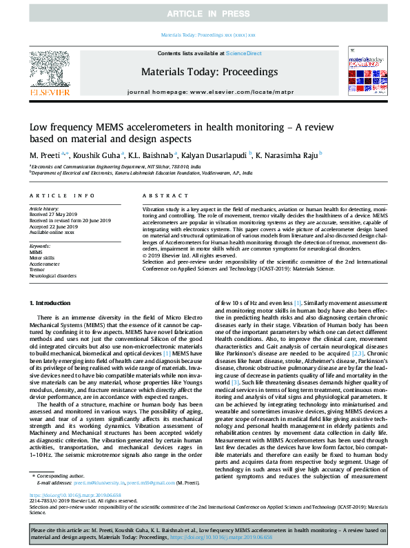 Pdf Low Frequency Mems Accelerometers In Health Monitoring A Review