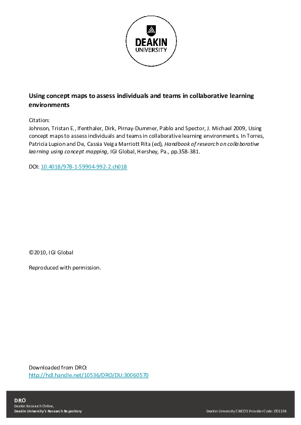 (PDF) Using Concept Maps to Assess Individuals and Teams in Collaborative Learning Environments