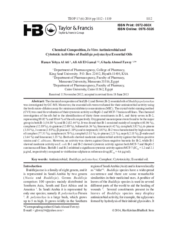 (PDF) Chemical composition, in vitro anti-microbial, antifungal and antioxidant activities of ...