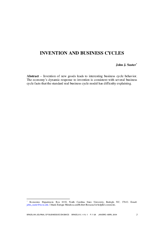 (PDF) Invention and Business Cycles