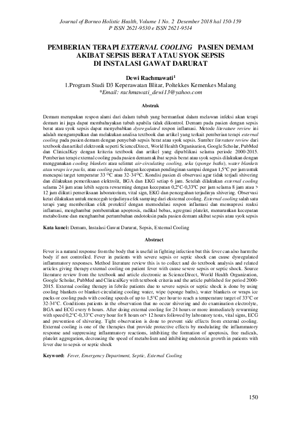 (PDF) Pemberian Terapi External Cooling Pasien Demam Akibat Sepsis ...
