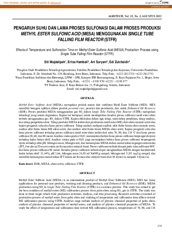 (PDF) Pengaruh Suhu Dan Lama Proses Sulfonasi Dalam Proses Produksi ...