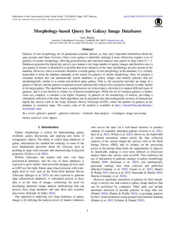 (PDF) Morphology-based Query for Galaxy Image Databases