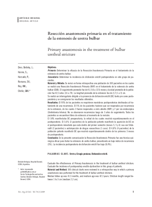 (PDF) Resección anastomosis primaria en el tratamiento de la estenosis ...