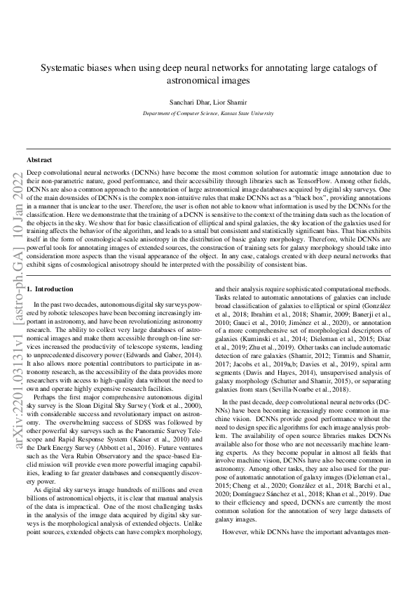 (PDF) Systematic biases when using deep neural networks for annotating large catalogs of ...