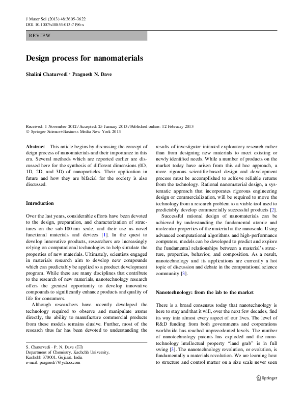 (PDF) Design process for nanomaterials