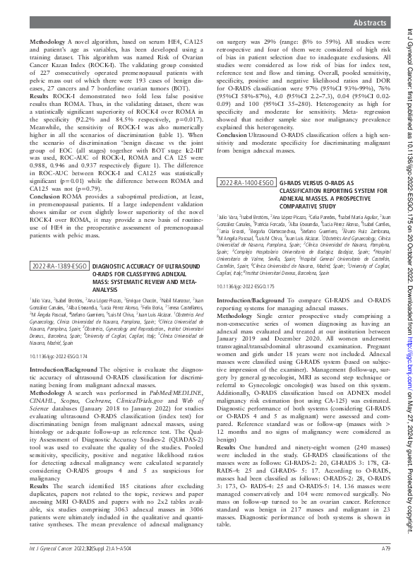 (PDF) 2022-RA-1400-ESGO GI-RADS versus O-RADS as classification reporting system for adnexal ...