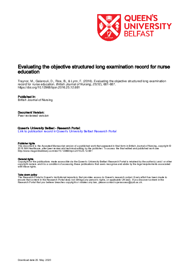 (PDF) Evaluating the objective structured long examination record for ...