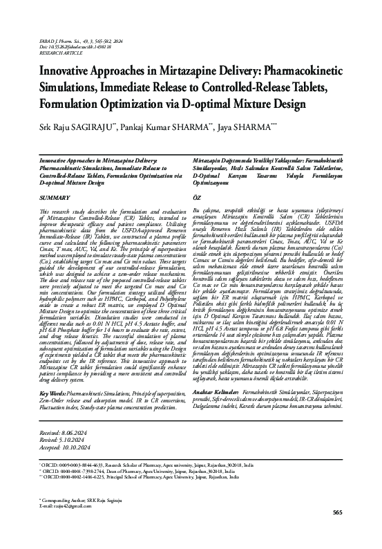 (PDF) Innovative Approaches in Mirtazapine Delivery: Pharmacokinetic ...