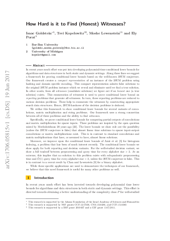 (PDF) How Hard is it to Find (Honest) Witnesses?