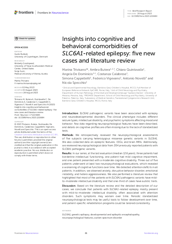 (PDF) Insights into cognitive and behavioral comorbidities of SLC6A1 ...