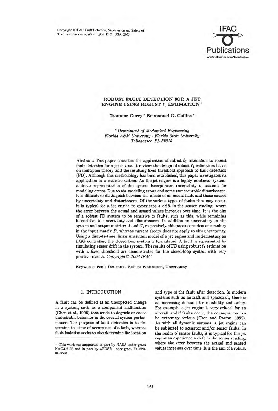 (PDF) Robust fault detection for a jet engine using robust l 1 Estimation 1 | Emmanuel Collins ...