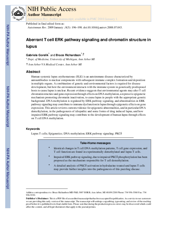 (PDF) Aberrant T cell ERK pathway signaling and chromatin structure in ...