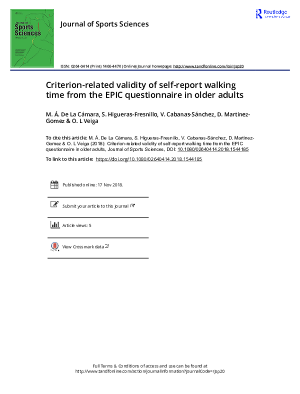 (PDF) Criterion-related validity of self-report walking time from the ...