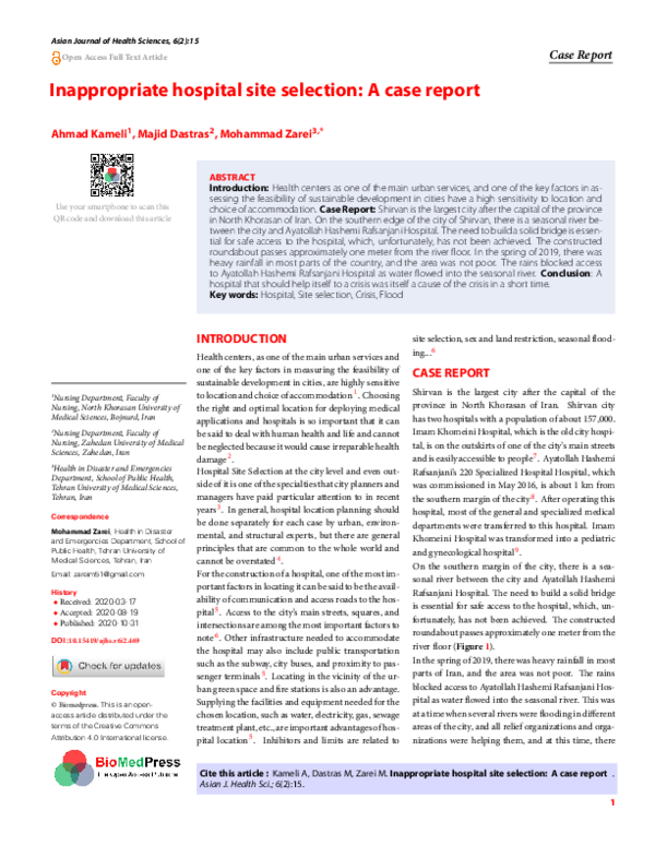 (PDF) Inappropriate hospital site selection: A case report‎