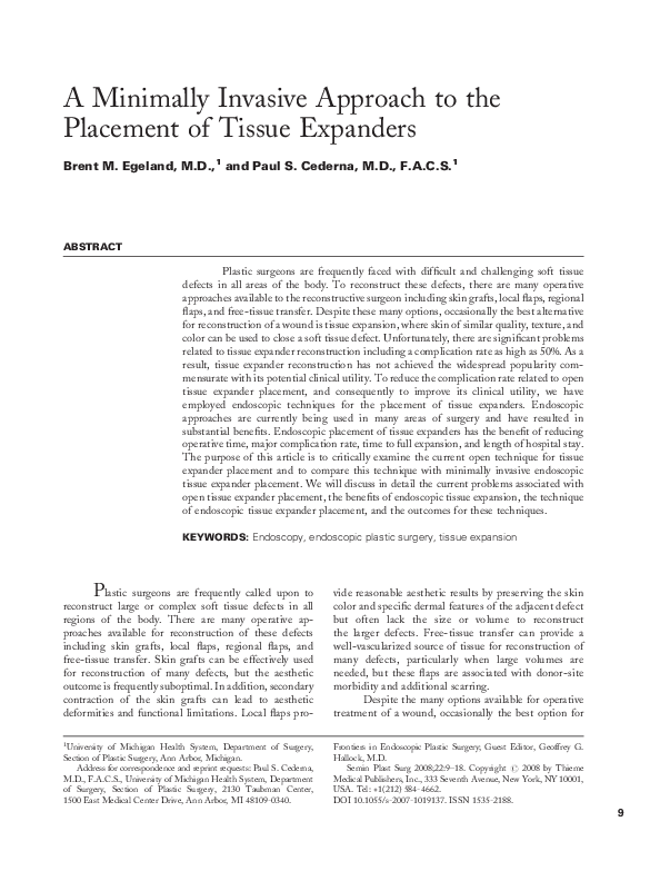 (PDF) A minimally invasive approach to the placement of tissue expanders