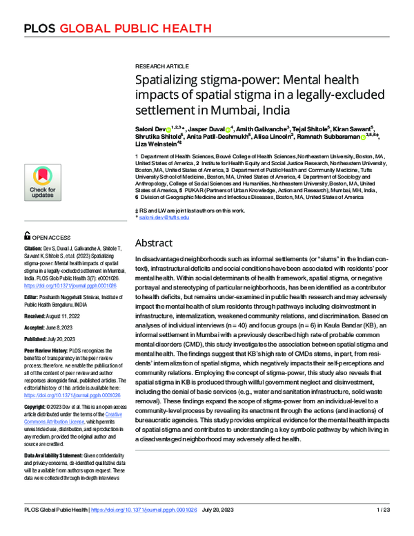 (PDF) Spatializing stigma-power: Mental health impacts of spatial ...