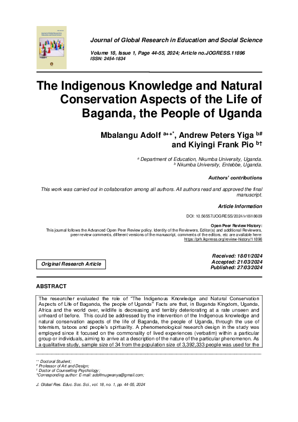 (PDF) The Indigenous Knowledge and Natural Conservation Aspects of the ...