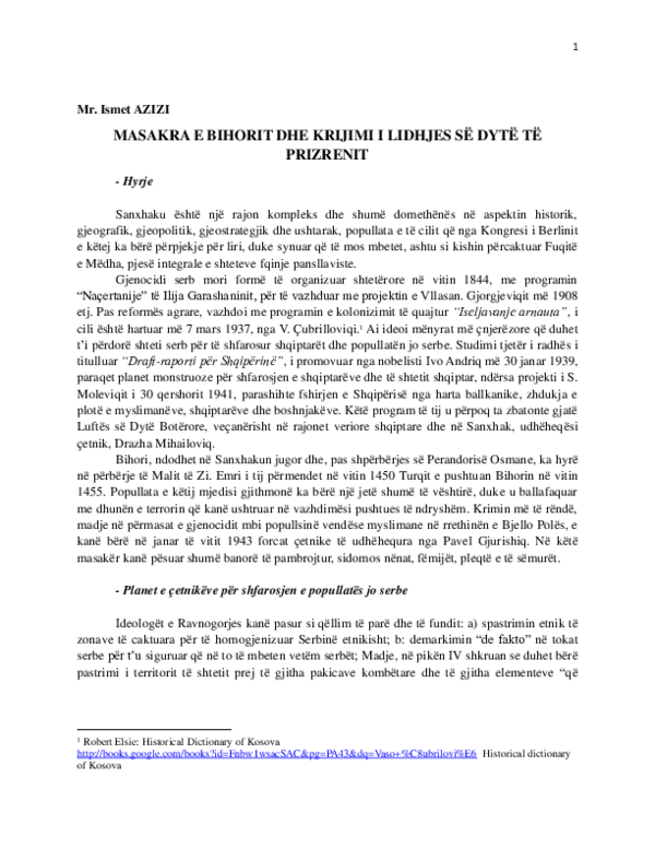 (PDF) MASAKRA E BIHORIT DHE KRIJIMI I LIDHJES SË DYTË TË PRIZRENIT