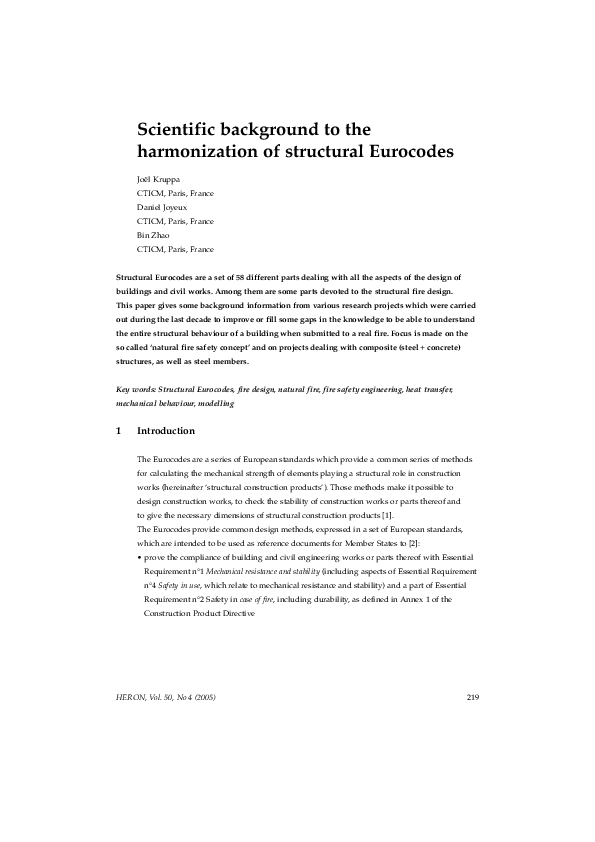 (PDF) Scientific background to the harmonization of structural Eurocodes