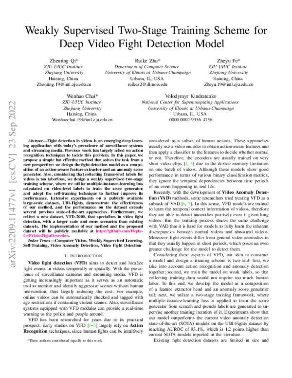 (PDF) Weakly Supervised Two-Stage Training Scheme for Deep Video Fight ...