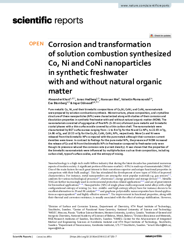(PDF) Corrosion and transformation of solution combustion synthesized ...