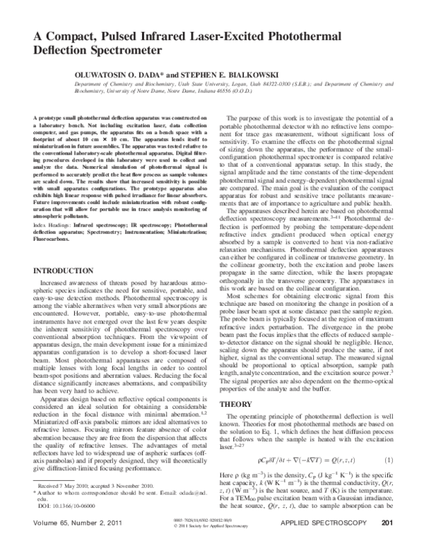 (PDF) A Compact, Pulsed Infrared Laser-Excited Photothermal Deflection ...