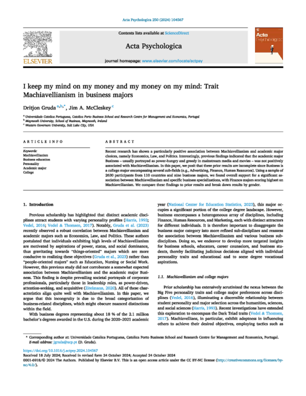 (PDF) I keep my mind on my money and my money on my mind: Trait ...