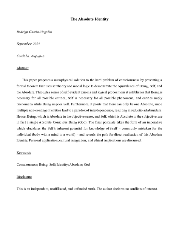 (PDF) The Absolute Identity
