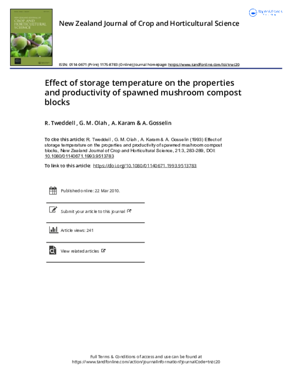 (PDF) Effect of storage temperature on the properties and productivity ...