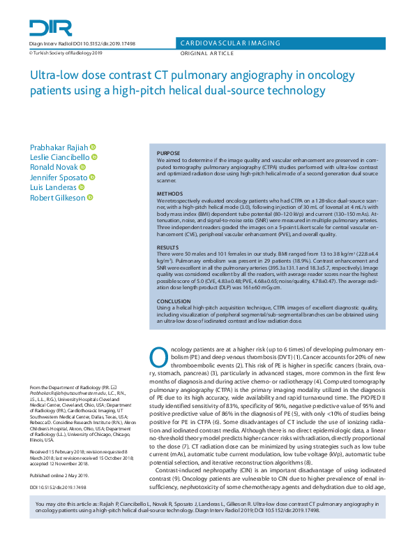 (PDF) Ultra-low dose contrast CT pulmonary angiography in oncology ...