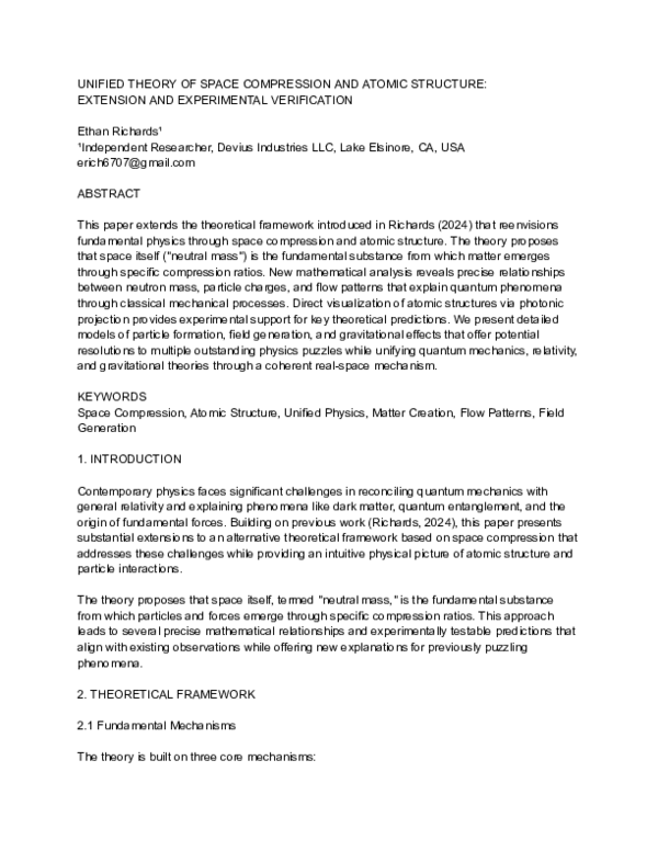 (PDF) UNIFIED THEORY OF SPACE COMPRESSION AND ATOMIC STRUCTURE ...
