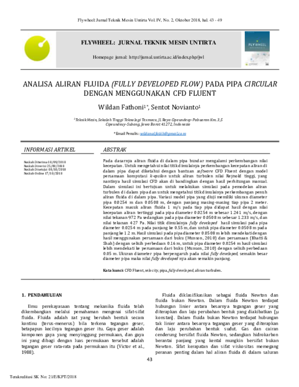 (PDF) analysis of fluid flow (fully developed flow) on a circular pipe ...
