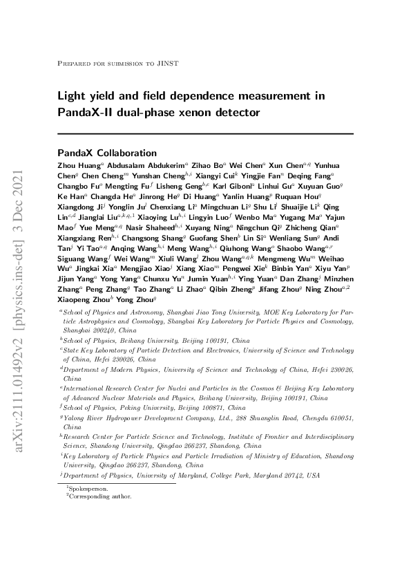 (PDF) Light yield and field dependence measurement in PandaX-II dual ...