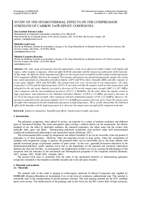 (PDF) Study of the hygrothermal effects on the compression strength of ...