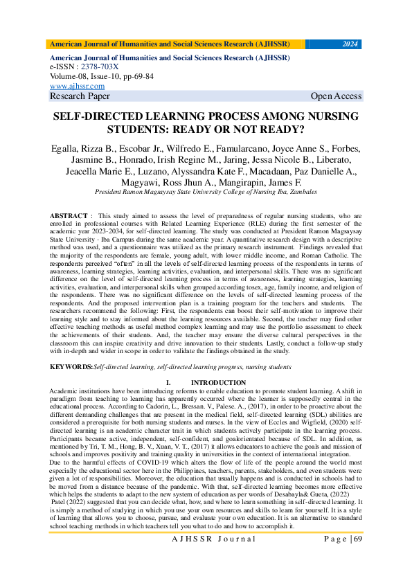 (PDF) SELF-DIRECTED LEARNING PROCESS AMONG NURSING STUDENTS: READY OR NOT READY