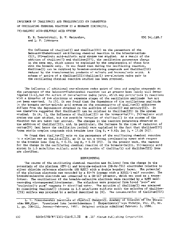 (PDF) Influence of thallium(I) and thallium(III) on parameters of ...