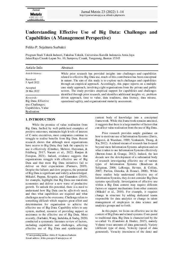(PDF) Understanding Effective Use of Big Data: Challenges and ...