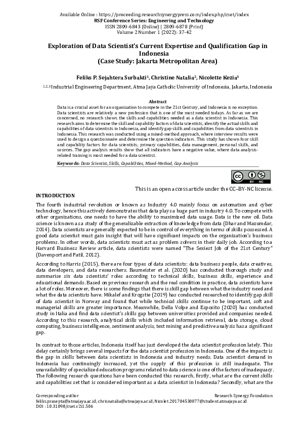 (PDF) Exploration of Data Scientist’s Current Expertise and Qualification Gap in Indonesia (Case ...