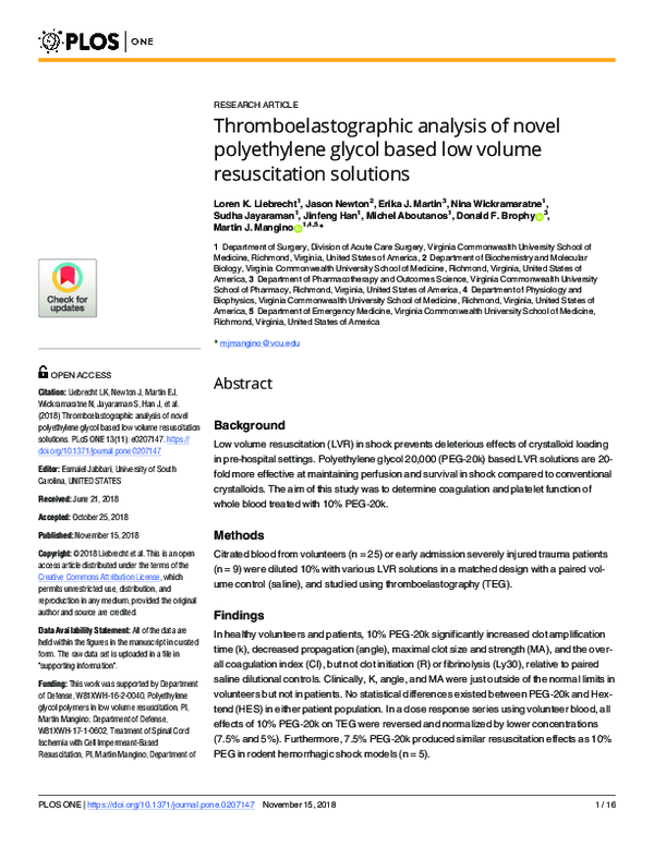 (PDF) Thromboelastographic analysis of novel polyethylene glycol based ...