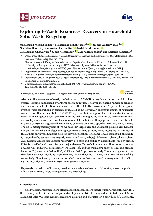 (PDF) Exploring E-Waste Resources Recovery in Household Solid Waste ...