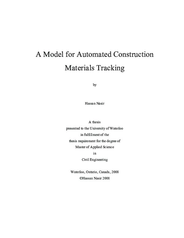 (PDF) A model for automated construction materials tracking